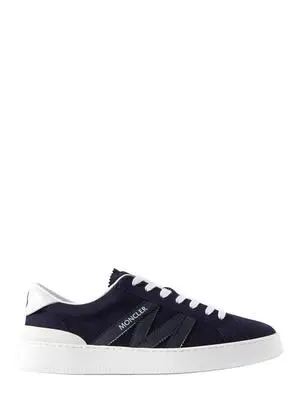 Moncler Monaco Leather-Trimmed Suede Sneakers Blue