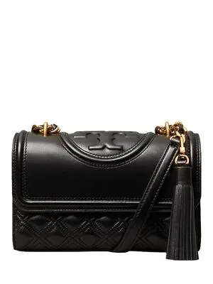 Tory Burch Fleming Small Quilted Leather Convertible Shoulder Bag Black