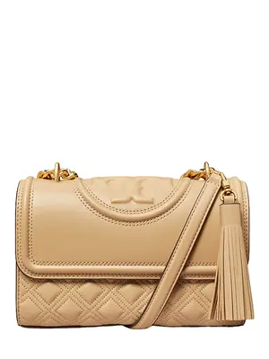 Tory Burch Fleming Small Quilted Leather Convertible Shoulder Bag Desert Dune