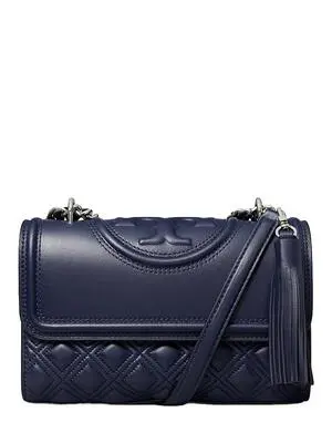 Tory Burch Fleming Small Quilted Leather Convertible Shoulder Bag - Royal Navy