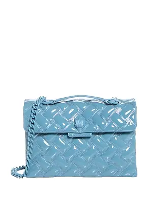 Kurt Geiger Kensington Drench Leather Shoulder Bag Medium Blue
