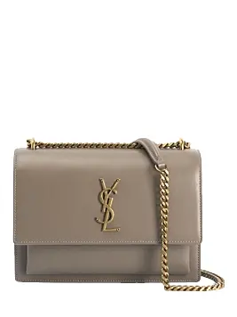 Saint Laurent Sunset Medium Shoulder Bag Grayish Brown Leather/gold