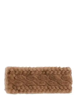 KAYU Wicker Clutch With Push Lock Closure - Light Brown