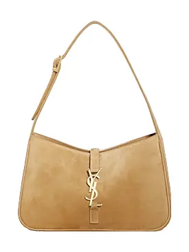 Saint Laurent Le 5 A 7 Hobo Shoulder Bag Couro Suede/gold