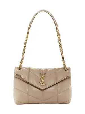 Saint Laurent Puffer Shoulder Bag - Beige Nappa Leather/gold