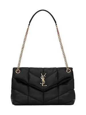 Saint Laurent Puffer Small Shoulder Bag Black Nappa Leather/gold