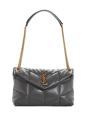 Saint Laurent Puffer Small Shoulder Bag Gray/light Bronze
