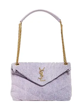 Saint Laurent Puffer Small Shoulder Bag Lilac Denim/gold