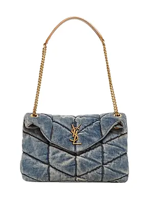 Saint Laurent Puffer Small Shoulder Bag Rodeo Denim/gold