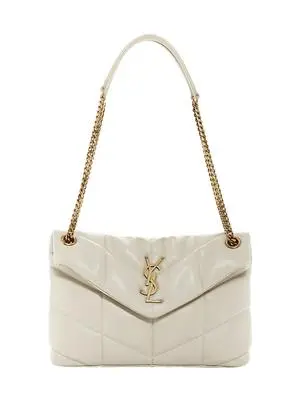 Saint Laurent Puffer Shoulder Bag - White Nappa Leather/gold
