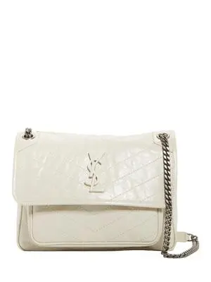 Saint Laurent Niki Medium Shoulder Bag Blanc/blanc Vintage Leather