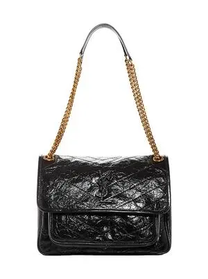 Saint Laurent Niki Medium Shoulder Bag Noir Vintage Leather/gold