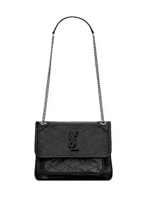 Saint Laurent Niki Shoulder Bag - Black Vintage Leather/silver