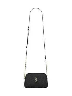 Saint Laurent Gaby Zipped Shoulder Bag - Black Quilted Lambskin/light Bronze
