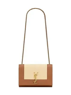 Saint Laurent Kate Small Patent Leather Shoulder Bag Natural/brick Canvas Leather