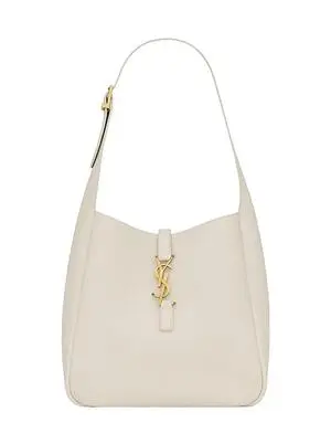 Saint Laurent Small Le 5 A 7 Supple Shoulder Bag Blanc Vintage Grain Leather/gold