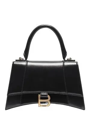 Balenciaga Hourglass Crocodile Embossed Handbag - Black/gold