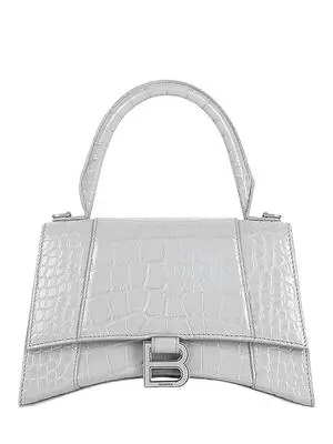 BALENCIAGA Hourglass Crocodile Embossed Handbag