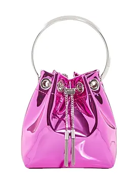 JIMMY CHOO Jimmy Choo Bon Bon Metallic Bucket Bag Fuchsia
