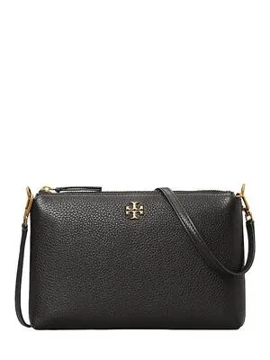 Tory Burch Kira Small Pebbled Leather Top-zip Crossbody - Black/gold