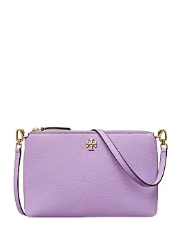 Tory Burch Kira Small Pebbled Leather Top-Zip Crossbody Lavender Cloud