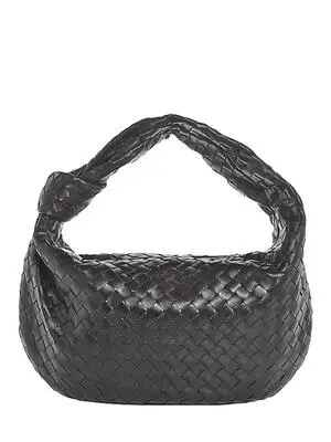 Bottega Veneta Intrecciato Leather Shoulder Bag - Black/silver