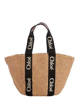 Chloé Woody Large Basket Tote - Black/beige