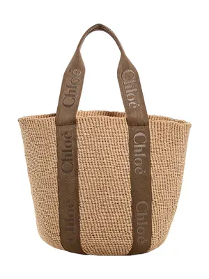 Chloé Chloe Woody Large Basket Tote Dark Nut