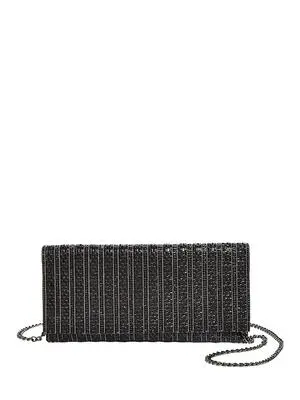 Aqua Aqua Megan Crystal Beaded Clutch Black/silver