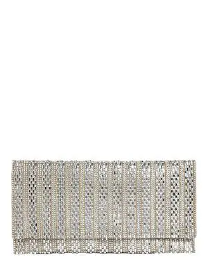 Aqua Megan Crystal Beaded Clutch - Silver/gold