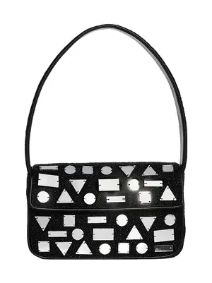 Staud Tommy Beaded Shoulder Bag Mirror Mosiac/silver