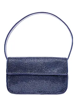 Staud Tommy Beaded Shoulder Bag Navy/silver