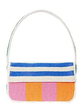 Staud Tommy Beaded Shoulder Bag Rugby Stripe/silver