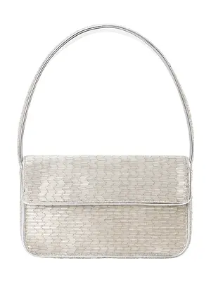 Staud Tommy Beaded Shoulder Bag Silver