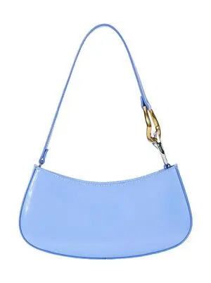 Staud Ollie Leather Shoulder Bag Blue Hydrangea