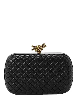 Bottega Veneta Bottega Veneta Knot Intrecciato Box Clutch Black/brass
