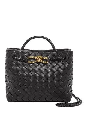 Bottega Veneta Andiamo Intrecciato Leather Top Handle Bag - Black/gold