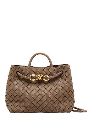 Bottega Veneta Andiamo Intrecciato Leather Top Handle Bag - Pinecone/brass