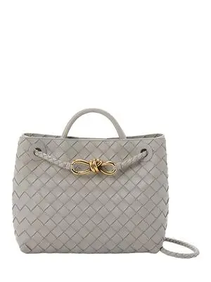 Bottega Veneta Andiamo Intrecciato Leather Top Handle Bag - Sterling/brass