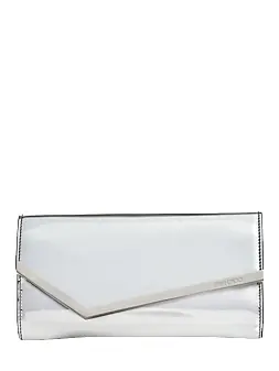 JIMMY CHOO Jimmy Choo Emmie Small Asymmetrical Clutch Silver Patent/silver