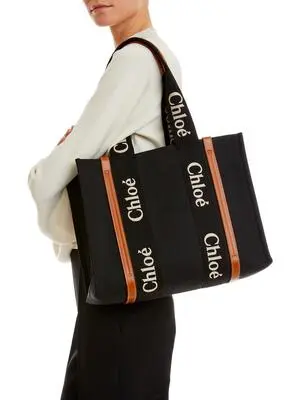 Chloé Chloe Woody Medium Tote Black/beige