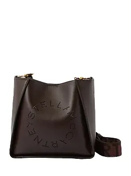 Stella McCartney Stella McCartney Logo Crossbody Bag Chocolate Brown/gold