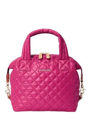 Mz Wallace Small Sutton Deluxe Top Handle Bag Raspberry/silver