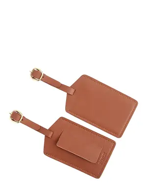 ROYCE NEW YORK Leather Luggage Tag - Tan