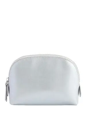 ROYCE NEW YORK Leather Cosmetics Case - Silver