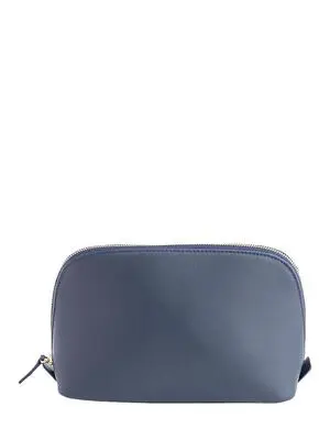 ROYCE NEW YORK Leather Cosmetic Case - Navy Blue