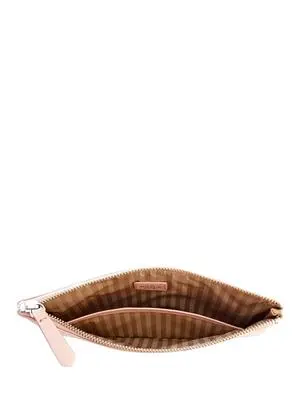 ROYCE NEW YORK Leather Travel Pouch - Light Pink
