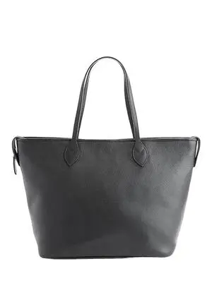 ROYCE NEW YORK Pebble Grain Leather Wide Tote - Black