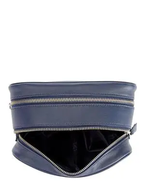 ROYCE NEW YORK Leather Toiletry Bag - Navy Blue