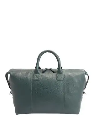 ROYCE NEW YORK Leather Weekender Duffel Bag - Dark Green